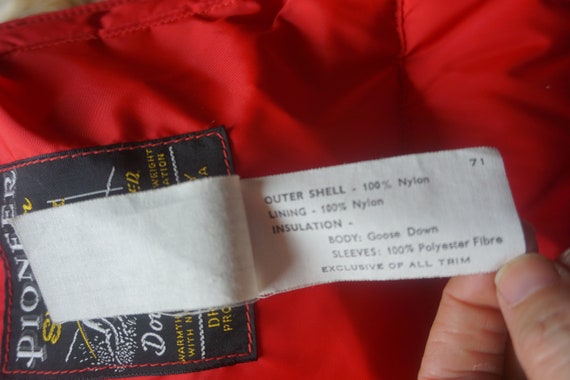 Vintage Red down filled feather jacket coat mens size… - Gem