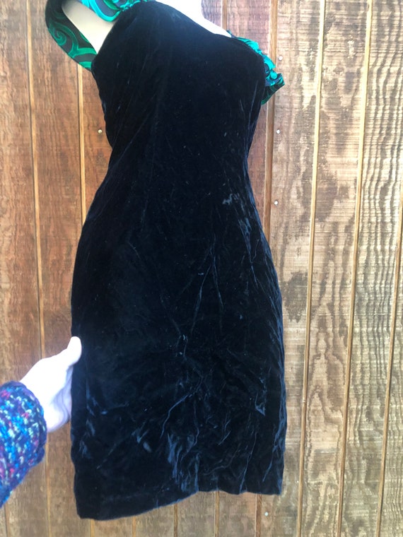 Vintage 1990s black velvet prom dress womens bold and… - Gem