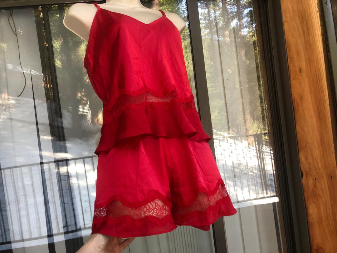 Victoria's Secret Lingerie Set Nightgown Negligee Size Large Red ...