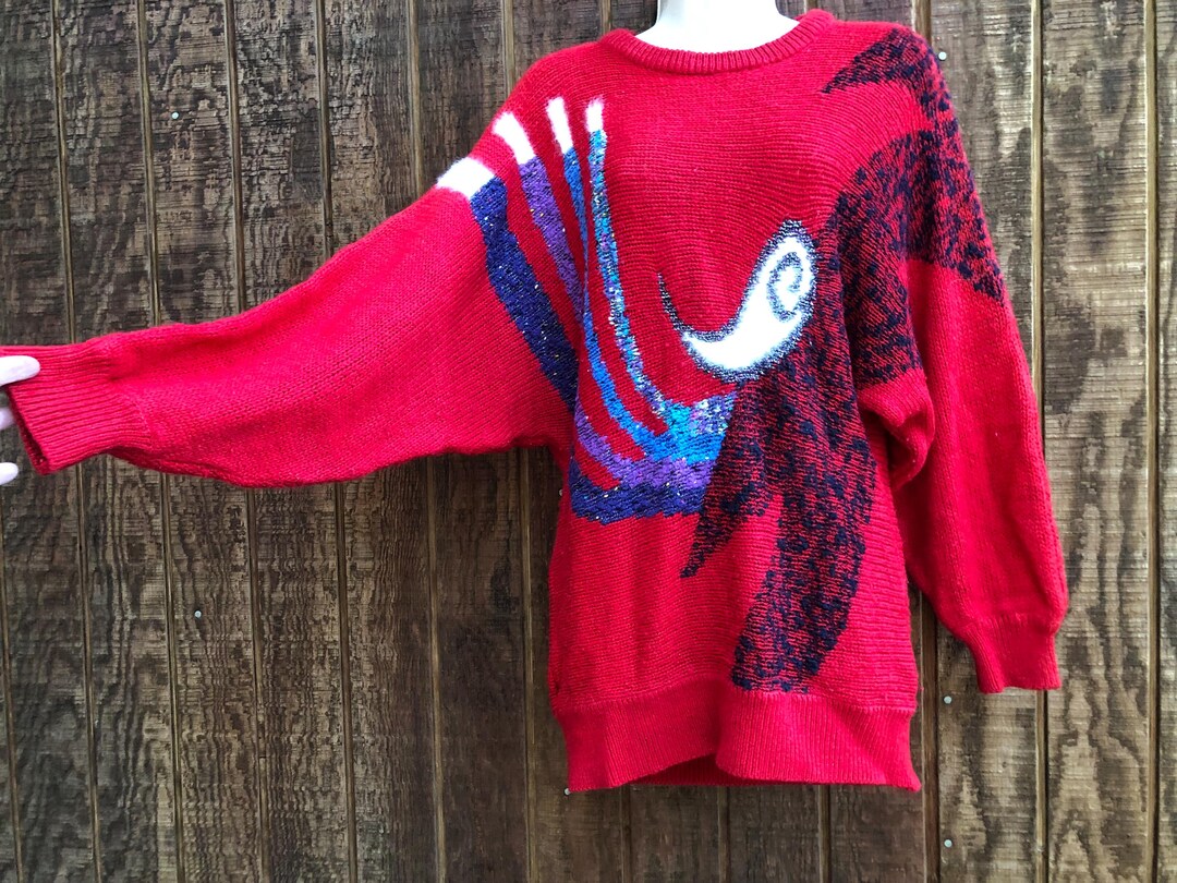 Carducci Vintage Red Angora Knit Sweater Size Medium Batwing - Etsy