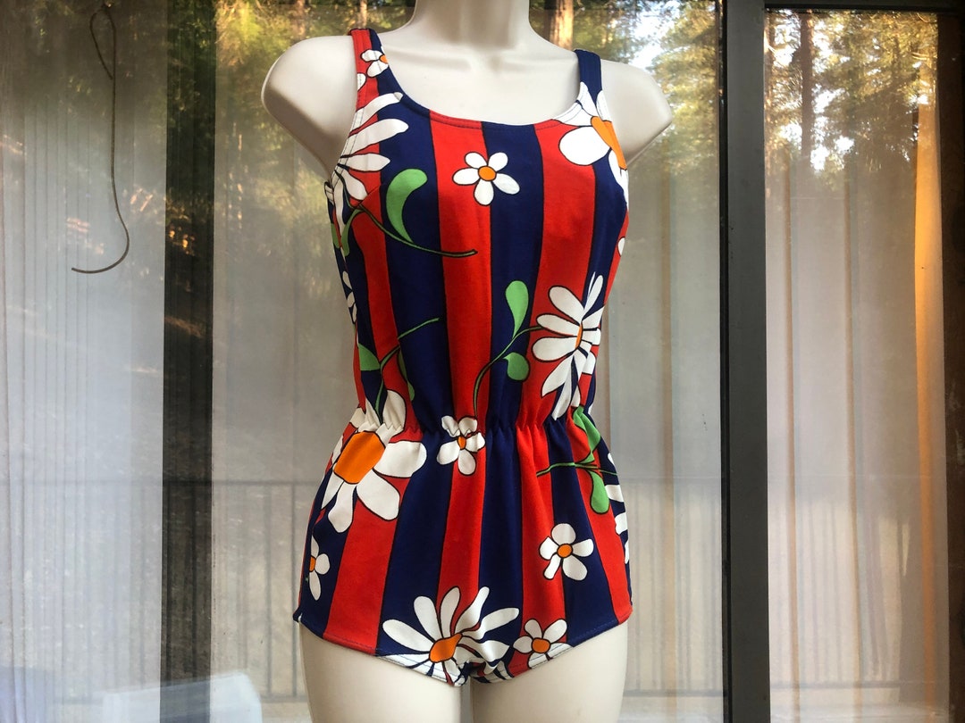 1960s One Piece Bathing Suit Swim Wear Size Small to Medium Rockabilly ...