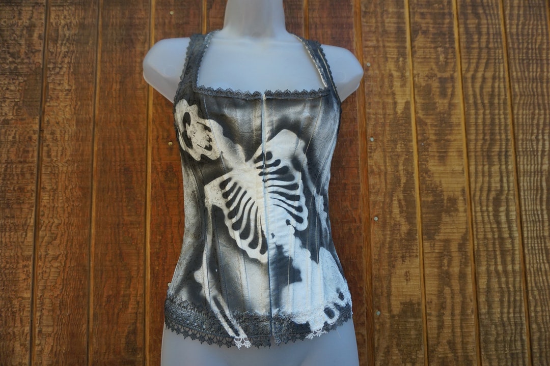 Skeleton Painted Corset Size 34 Unique One of a Kind - Etsy