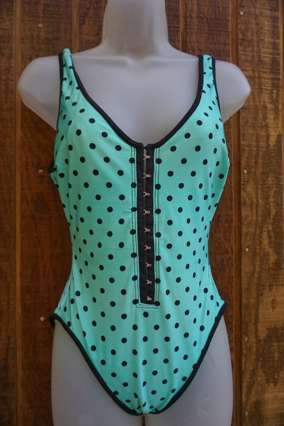 Vintage Polka Dot One Piece Bathing Suit Swim Wear Gem