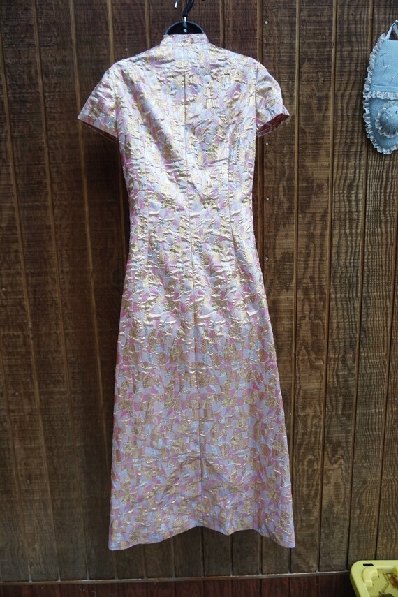 Cheongsam Asian inspired dress shiny metallic pink - Gem