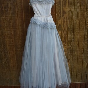 Emma Domb Vintage 1940s 1950s Tulle Prom Dress Baby Blue With Side ...