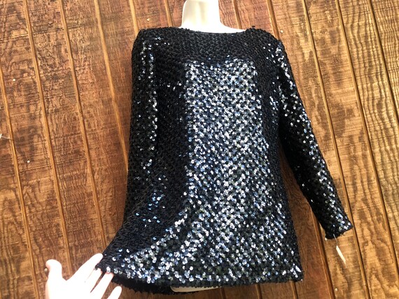 Lucie Ann Designer sparkly Vintage 1990s black sequin… - Gem