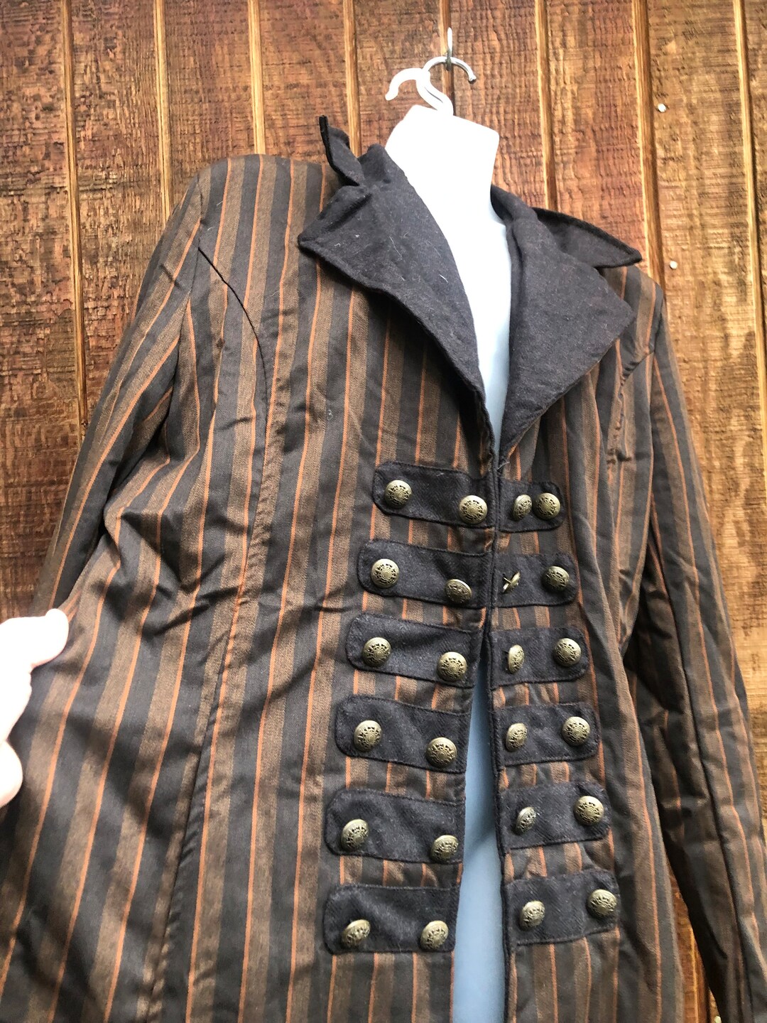 Steampunk Striped Long Jacket Trench Coat Size XL - Etsy