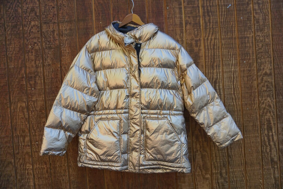 Gap Shiny Gold Metallic Jacket Coat Womens Size Large Puffer - Etsy