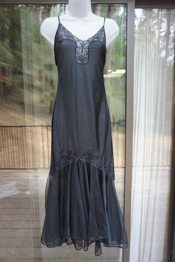 Vintage black maxi nightgown mermaid trumpet small ma… - Gem