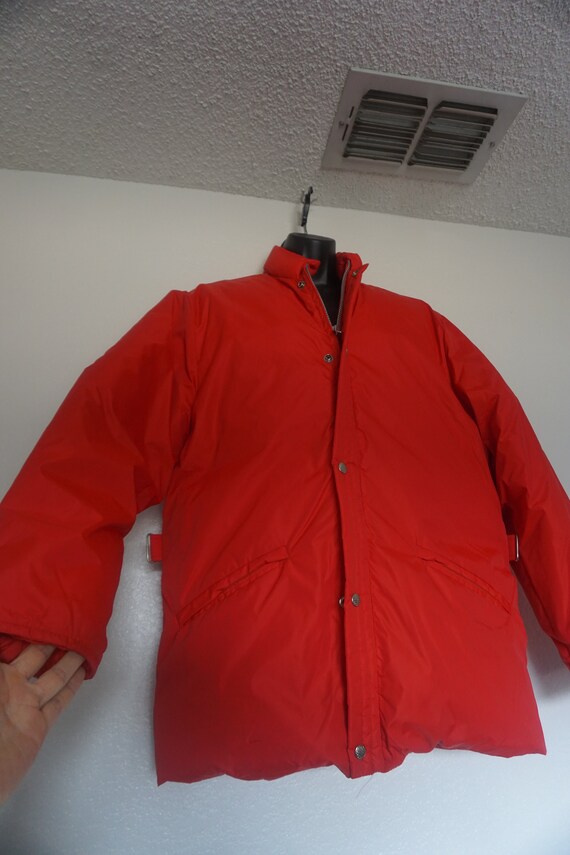 Vintage Red down filled feather jacket coat mens size… - Gem