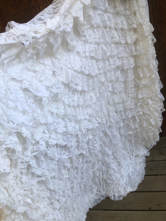 Layers of lace ruffles 70s wedding gown bride bridal … - Gem