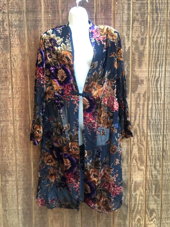 Velvet burnout see through black sheer jacket size 16… - Gem