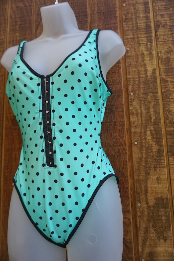 Vintage Polka Dot One Piece Bathing Suit Swim Wear Gem