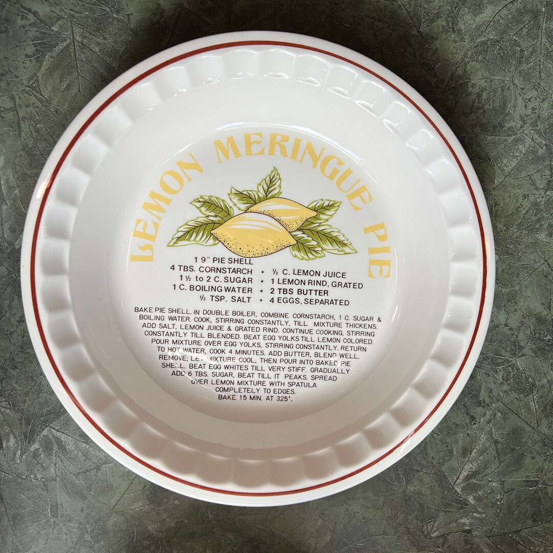 Pie Recipe Dish Plate 80s Hankook Brand With Lemon Meringue - Etsy