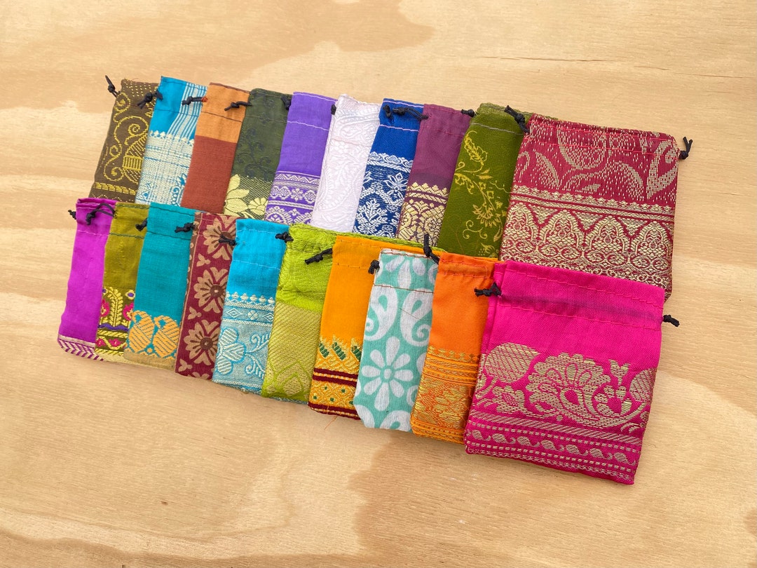 20 Sari Bags 3 X 3 Recycled Sari Bags Fabric Gift Bags Wholesale Bags ...