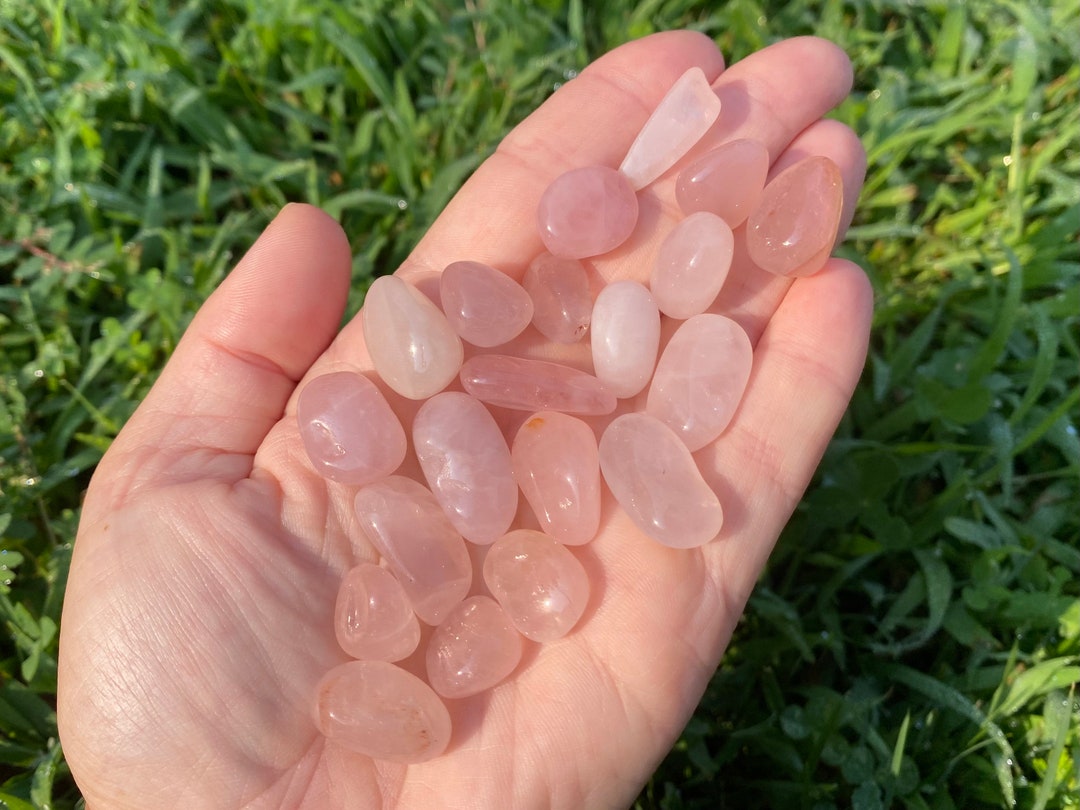 20 Pcs Rose Quartz Tumbled Stones - Polished Small Rose Quartz Crystals ...