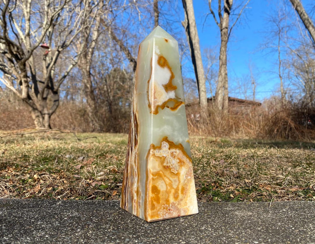 10” Onyx Obelisk - Large Banded Onyx Crystal Point - Etsy