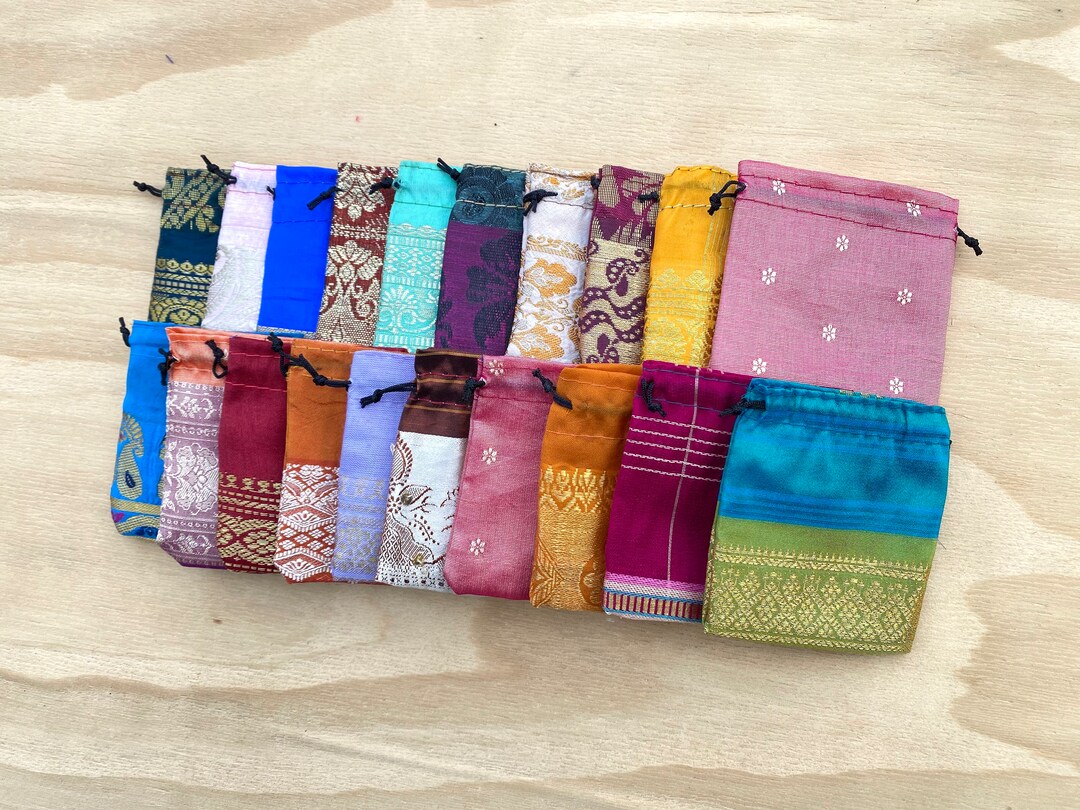 20 Sari Bags 3 X 3 Recycled Sari Bags Fabric Gift Bags Wholesale Bags ...