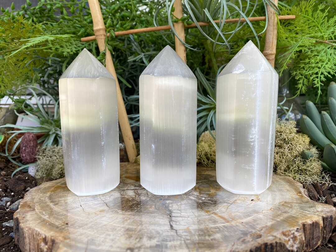 4” Selenite Point - One (1) White Selenite Crystal Generator - Etsy