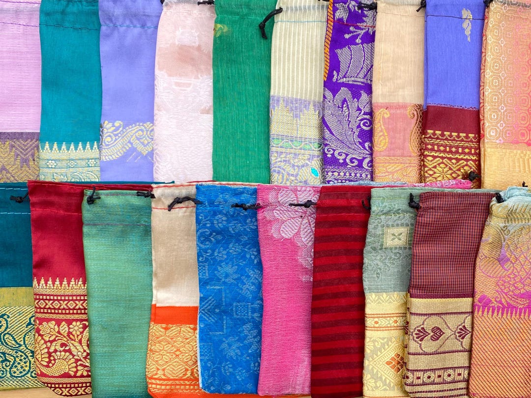 20 Sari Bags - 5" X 5" Recycled Sari Bags - Fabric Gift Bags ...