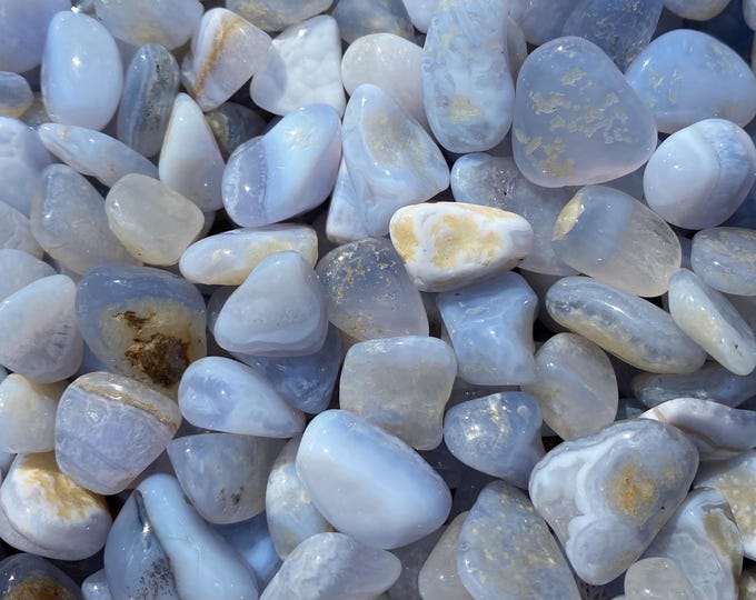 20 Pcs Chalcedony Tumbled Stones - SMALL Chalcedony Crystals - 10mm ...