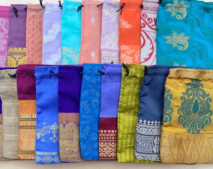 20 Sari Bags 5 X 5 Recycled Sari Bags Fabric Gift Bags Wholesale Bags ...
