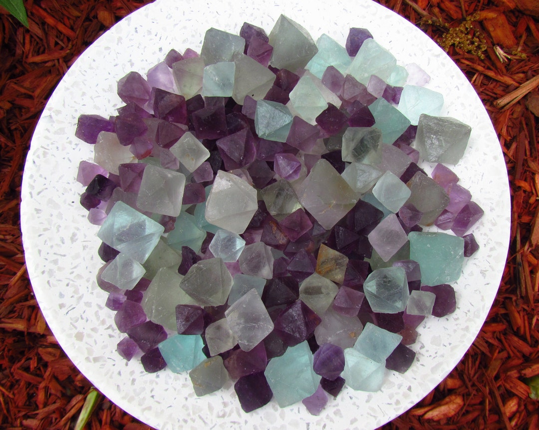 20 Pcs Fluorite Octahedron Crystals Fluorite Octahedron Stones ...