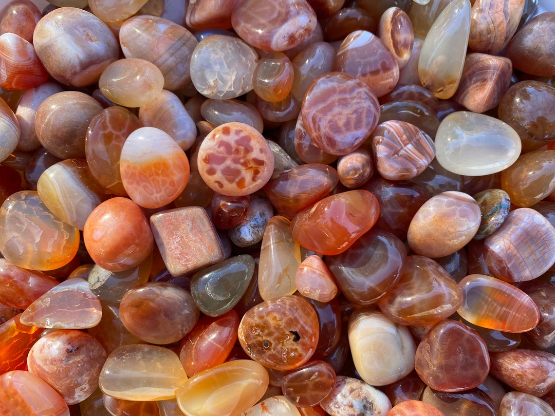 20 Pcs Fire Agate Tumbled Stones - Mini Fire Agate Crystals - 10mm-25mm ...