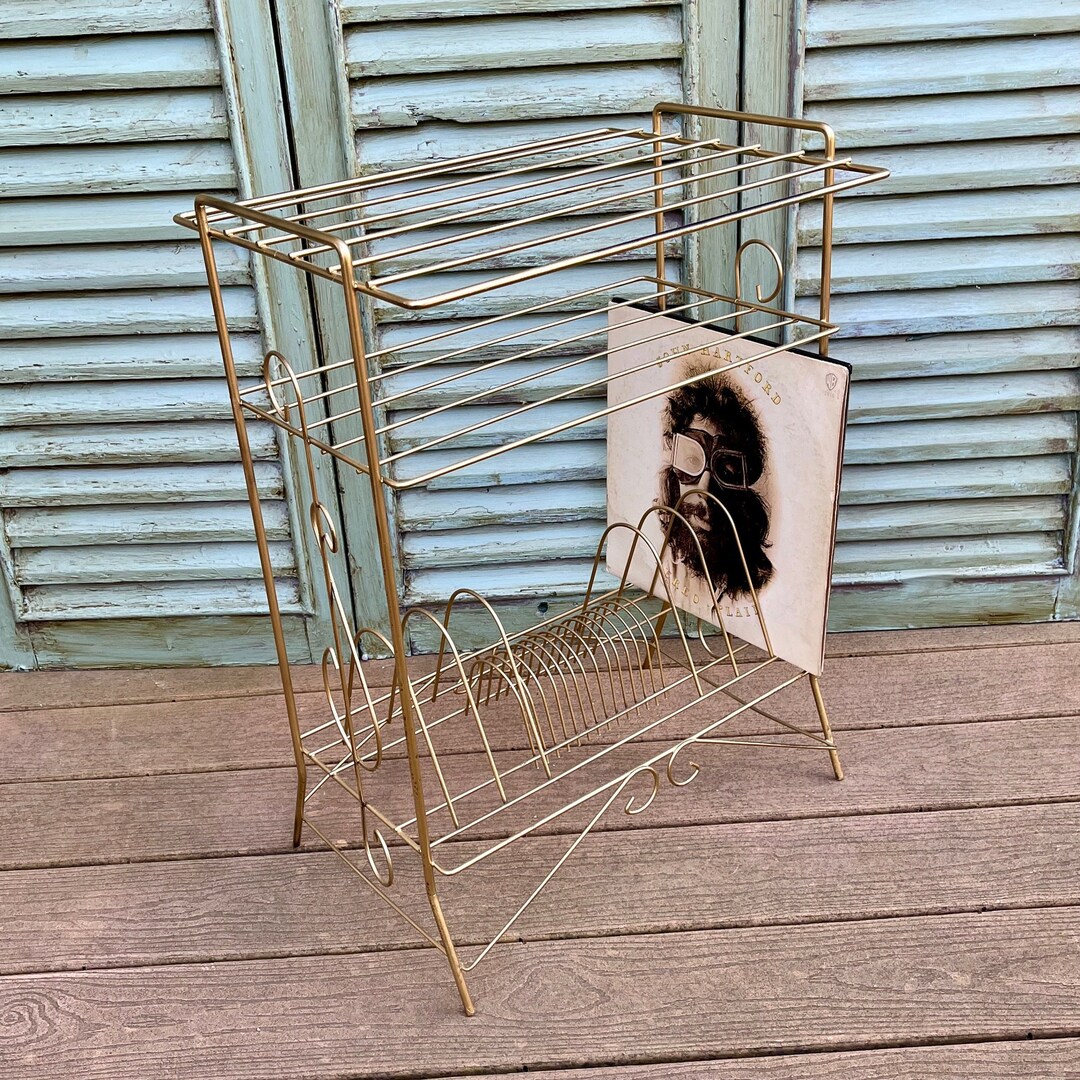 Vintage Mid-century Gold Metal Record Stand record Player - Etsy