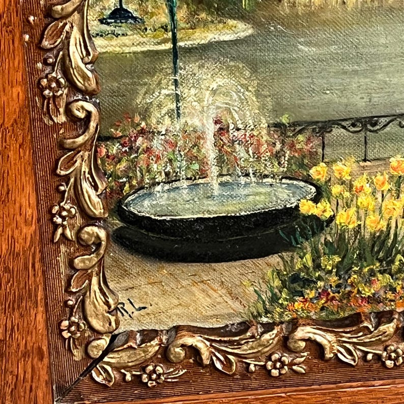 Vintage Handpainted and Framed Landscape With House Ornate Frame ...