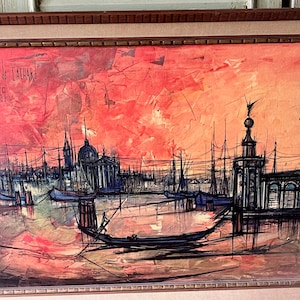 Mid Century Modern Art by BOUVIER DE CACHARD, 1965. Textured Print on ...
