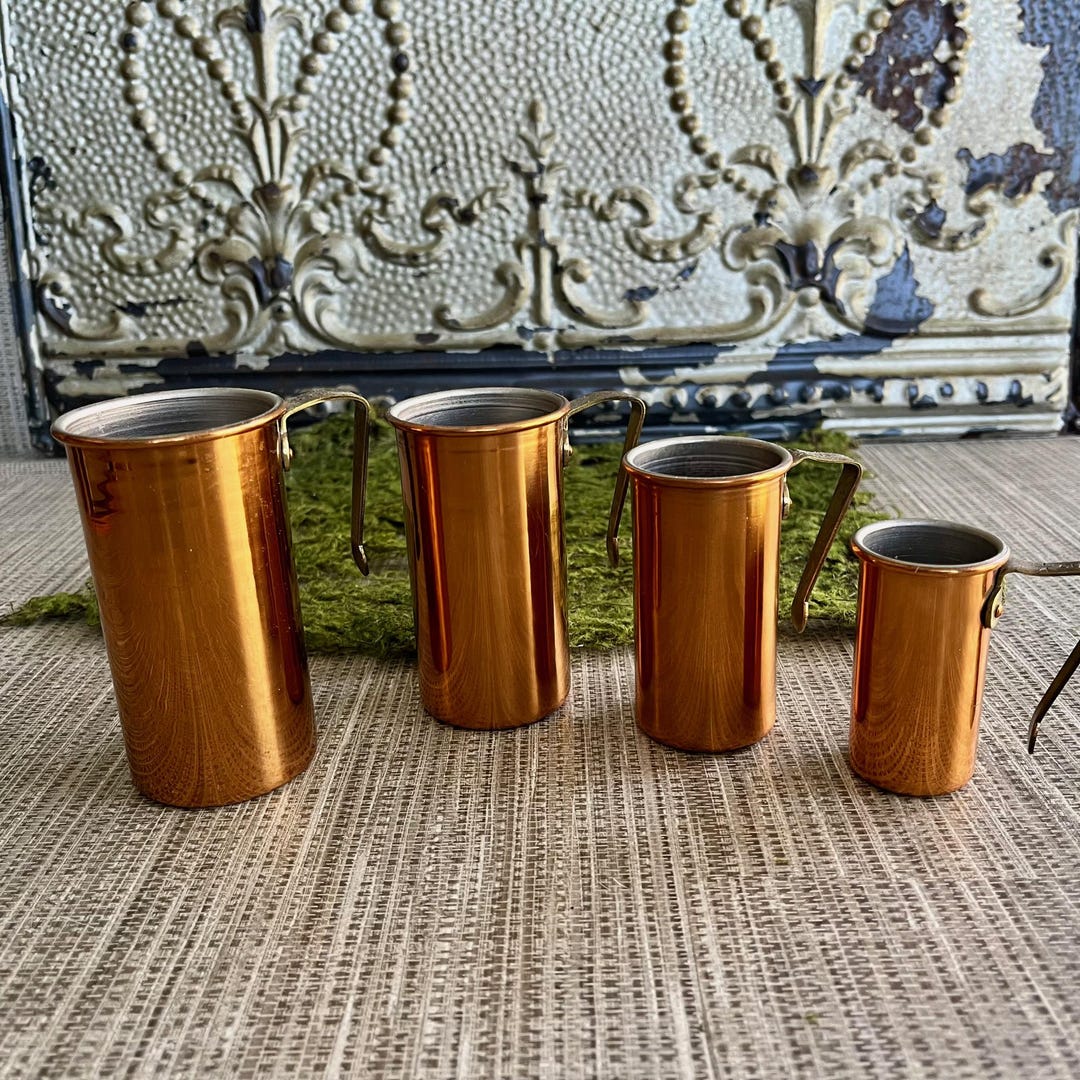 Vintage Copper and Brass Measuring Cups Complete Set of Stacking ...