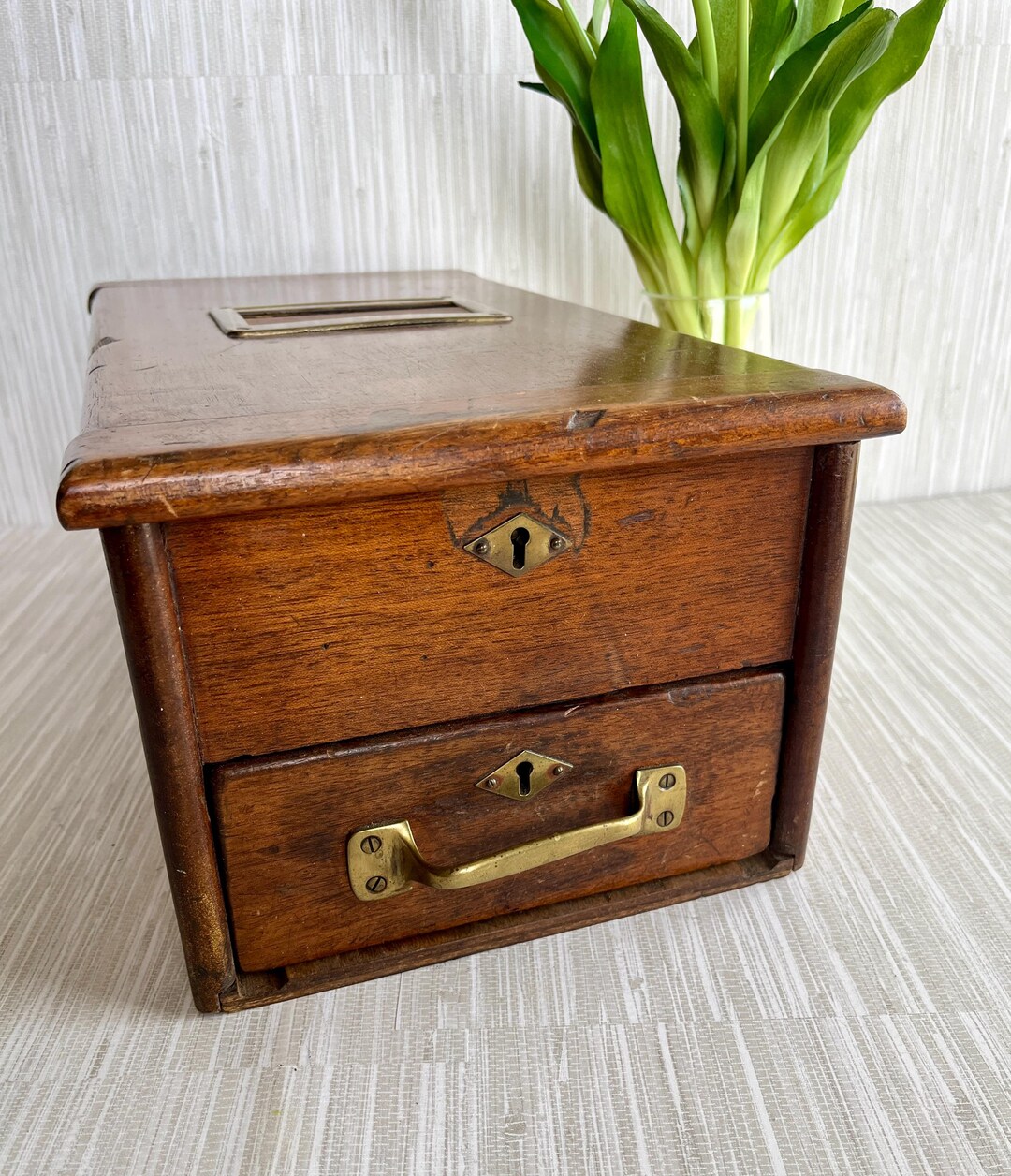 Antique Wooden Cash Register Box Victorian Cash Box Antique Mahogany ...