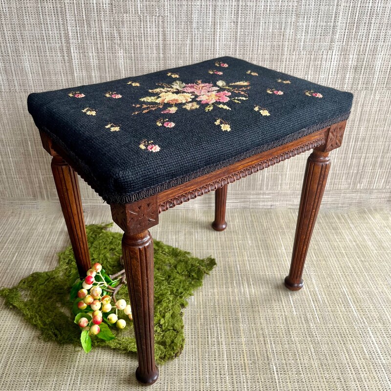 Needlepoint Footstool - Etsy
