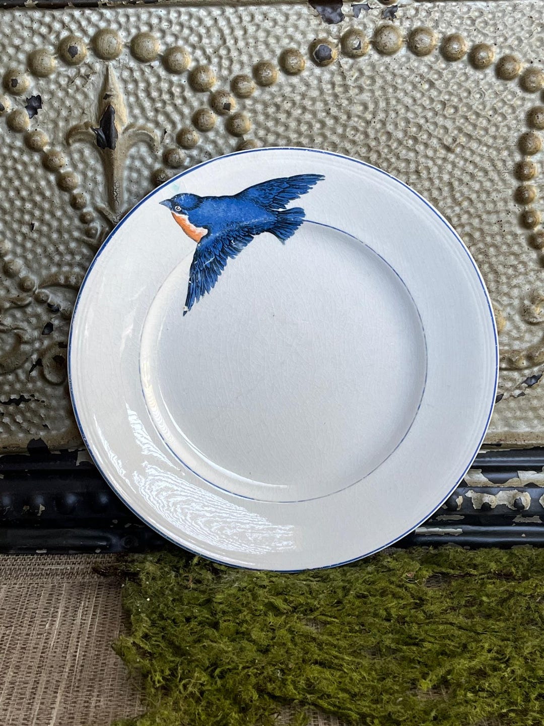 Vintage Bluebird Plate Eight Inches Cottage Core Farmhouse Free ...