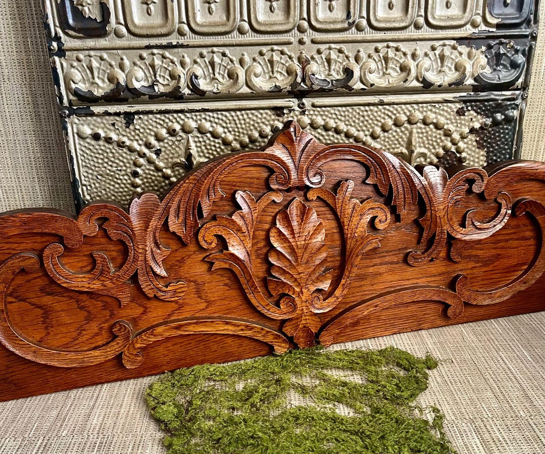 Antique Solid Wood Pediment Wood Architectural Salvage Hand Carved ...