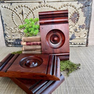 Vintage Set of Three Wood Carved Blocks, Antique Door or Window Trim ...