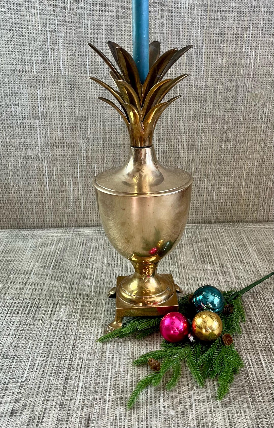Large Vintage Brass Pineapple Icebucket Candleholder - Mid Century Brass Pineapple Urn ...