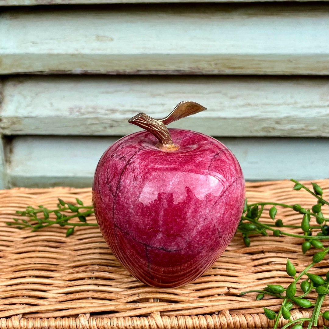 Vintage Marble Red Stone Apple Paperweight Alabaster Apple - Etsy