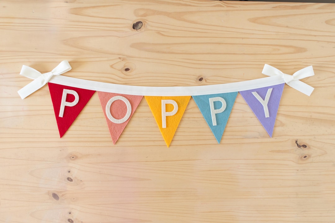 Large Personalized Name Triangle Flag Banner With Border | Nursery, Kid ...