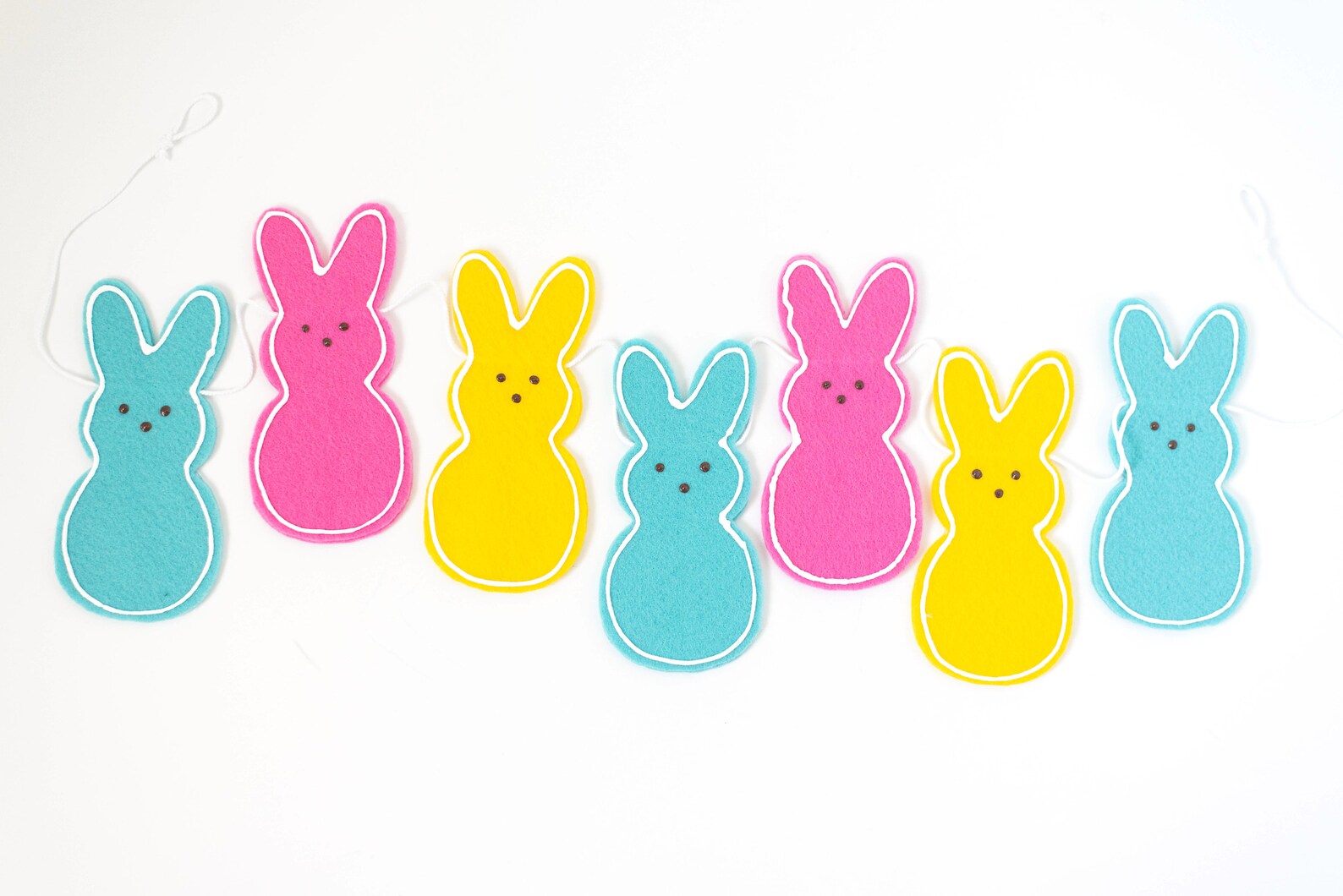 Peeps Bunny Felt Banner in Pink Yellow and Blue for Easter - Etsy