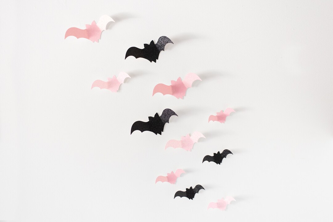Pink & Black Glitter Bat 3D Wall Decor Halloween - Etsy
