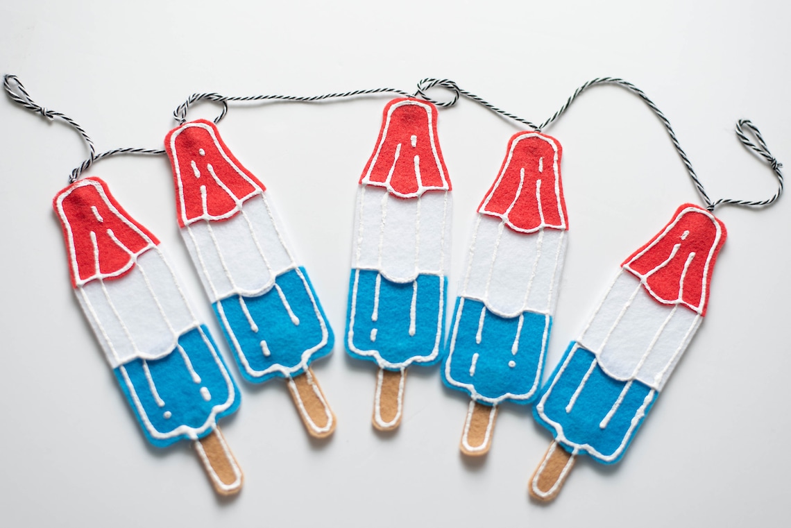 Red White and Blue Felt Rocket Popsicle Bomb Garland for the - Etsy