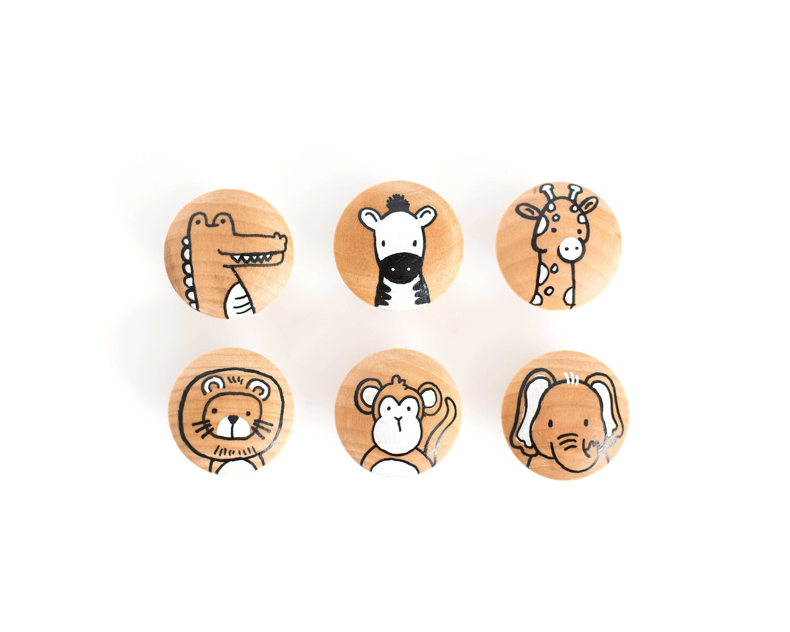 Safari Animal Hand Painted Wood Knobs Pulls Nursery Decor - Lion ...