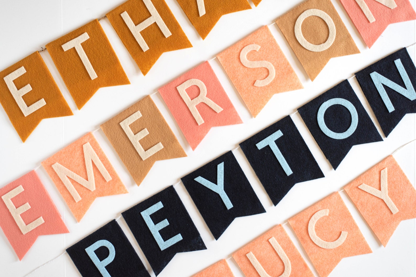 CUSTOM Name Felt Flag Square Pennant Banner With Pom Poms for - Etsy