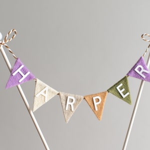 Personalized Triangle Felt Flag Cake Topper | First Birthday ...