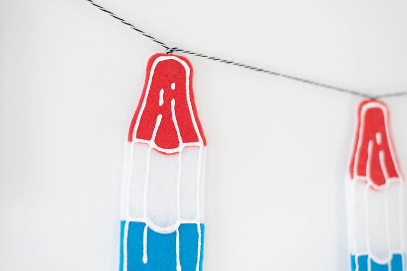 Red White and Blue Felt Rocket Popsicle Bomb Garland for the - Etsy