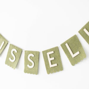 CUSTOM Name Felt Scalloped Flag Square Pennant Banner for Children and ...