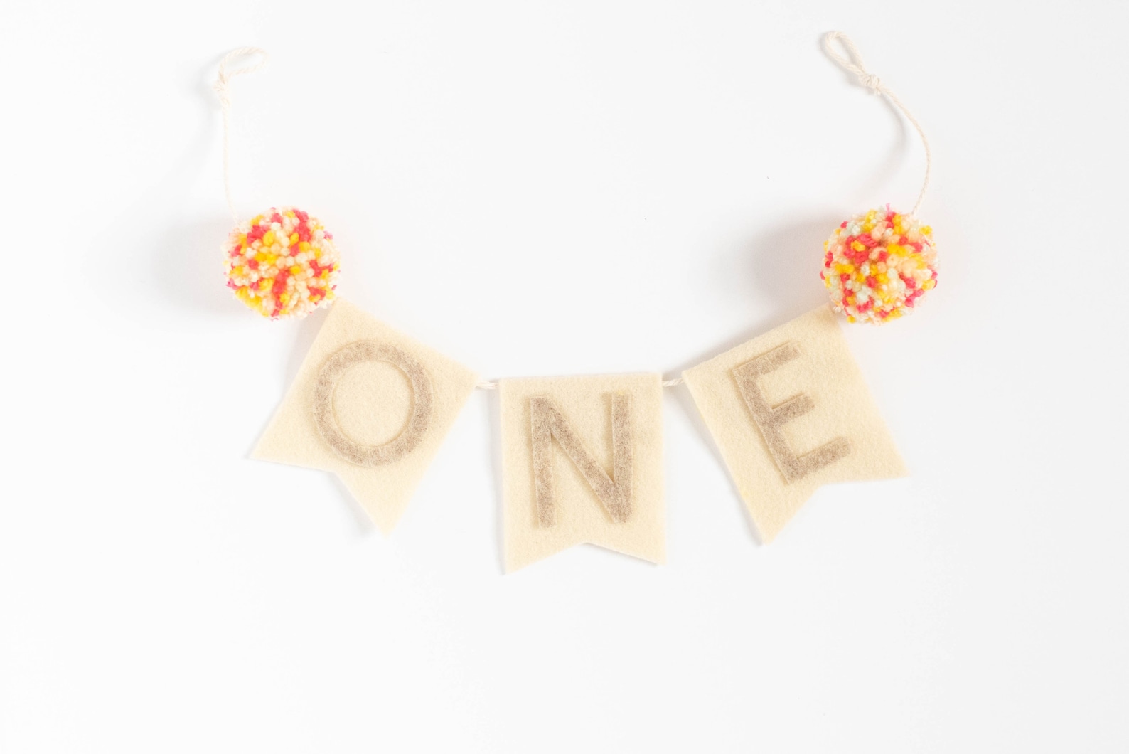 CUSTOM Small Name Felt Flag Square Pennant Banner With Pom Poms for ...