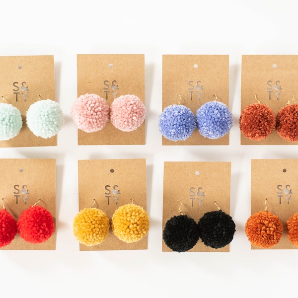 Pom Pom Earrings - Etsy